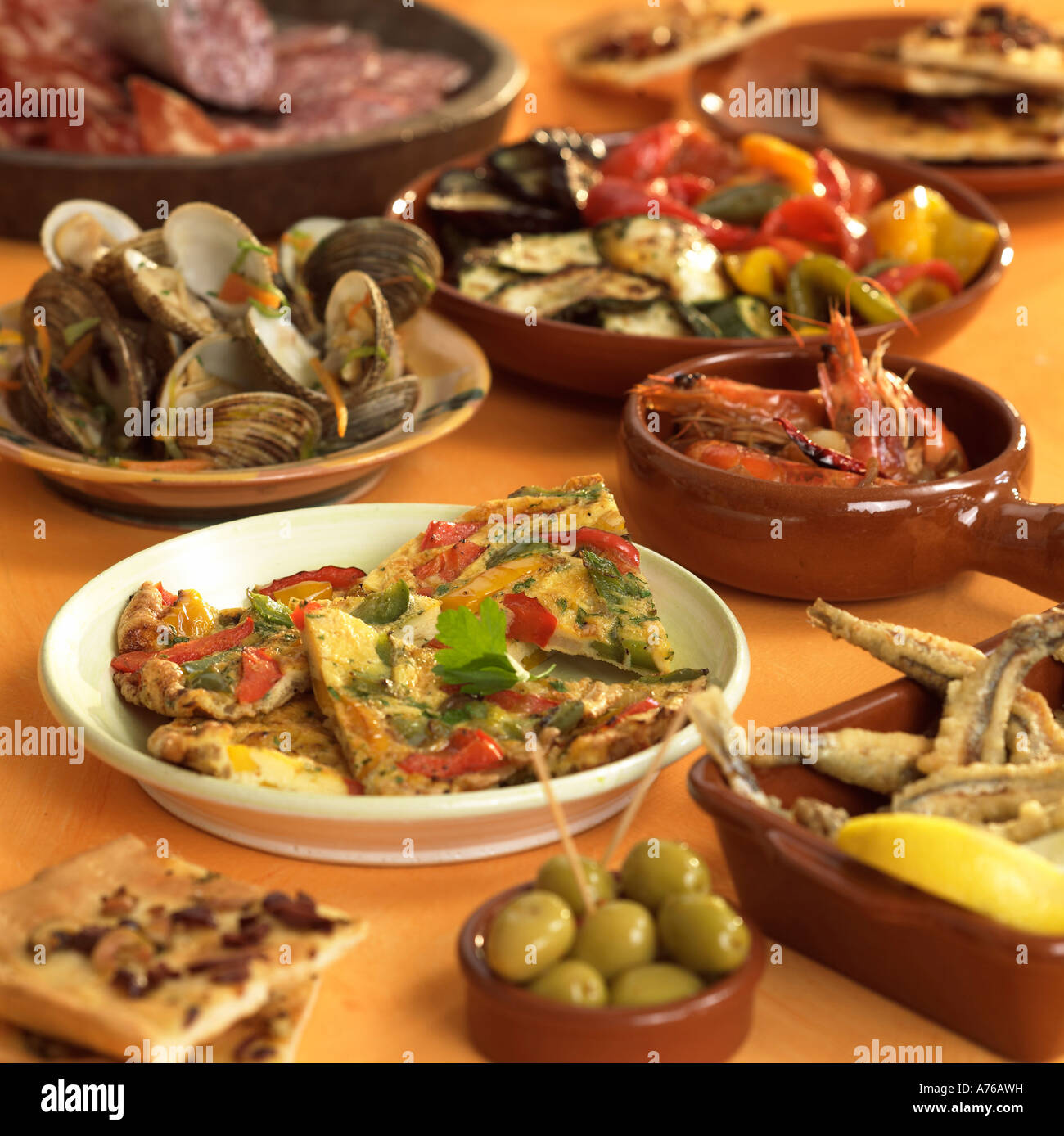 Various mediterranean starters Stock Photo - Alamy
