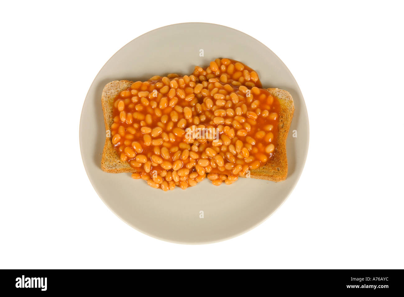 Plate of baked beans on toast on a pure white background Stock Photo ...