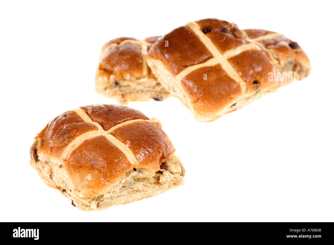 Hot cross buns on a pure white background Stock Photo - Alamy