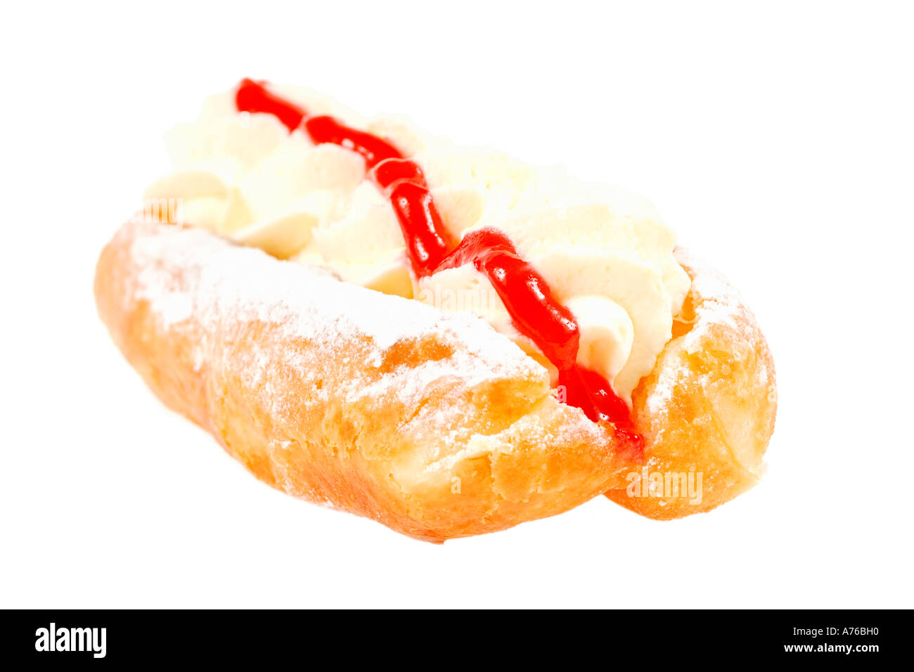 Fresh cream finger doughnut on a pure white background Stock Photo - Alamy