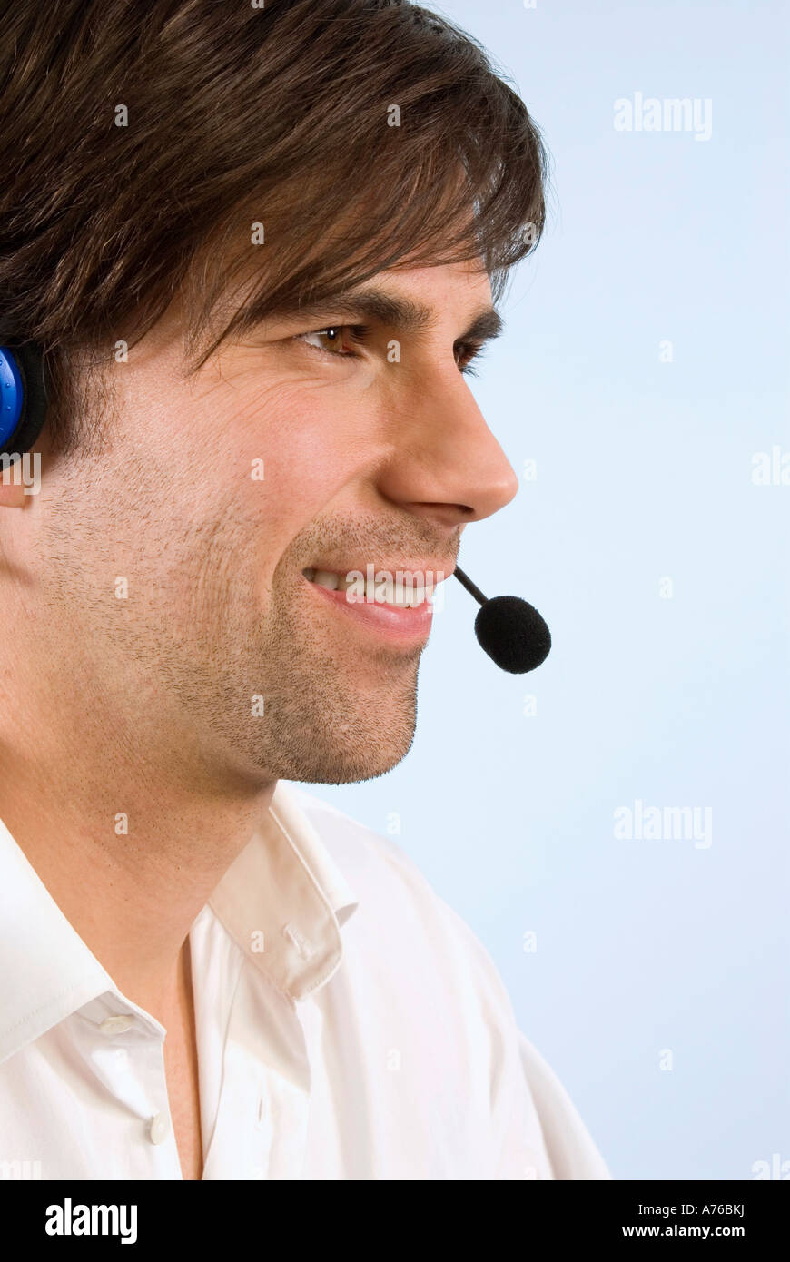 Man with headset Stock Photo - Alamy