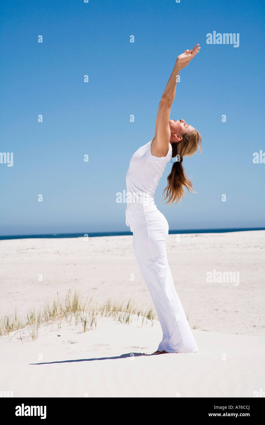 Woman yoga side view hi-res stock photography and images - Alamy