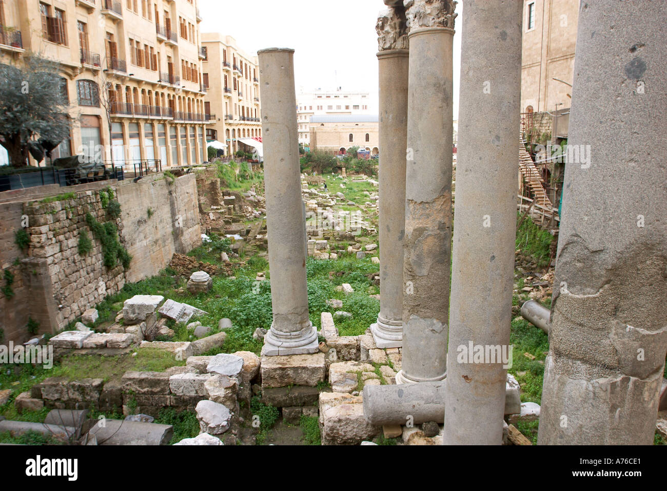 Roman columns in Downtown area Lebanon Beirut Stock Photo - Alamy
