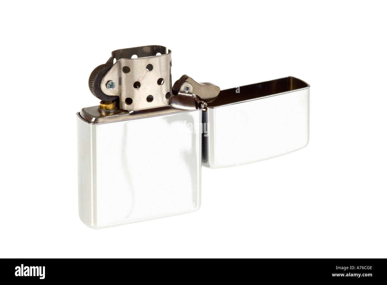 Flip top petrol zippo style lighter on a pure white background Stock ...