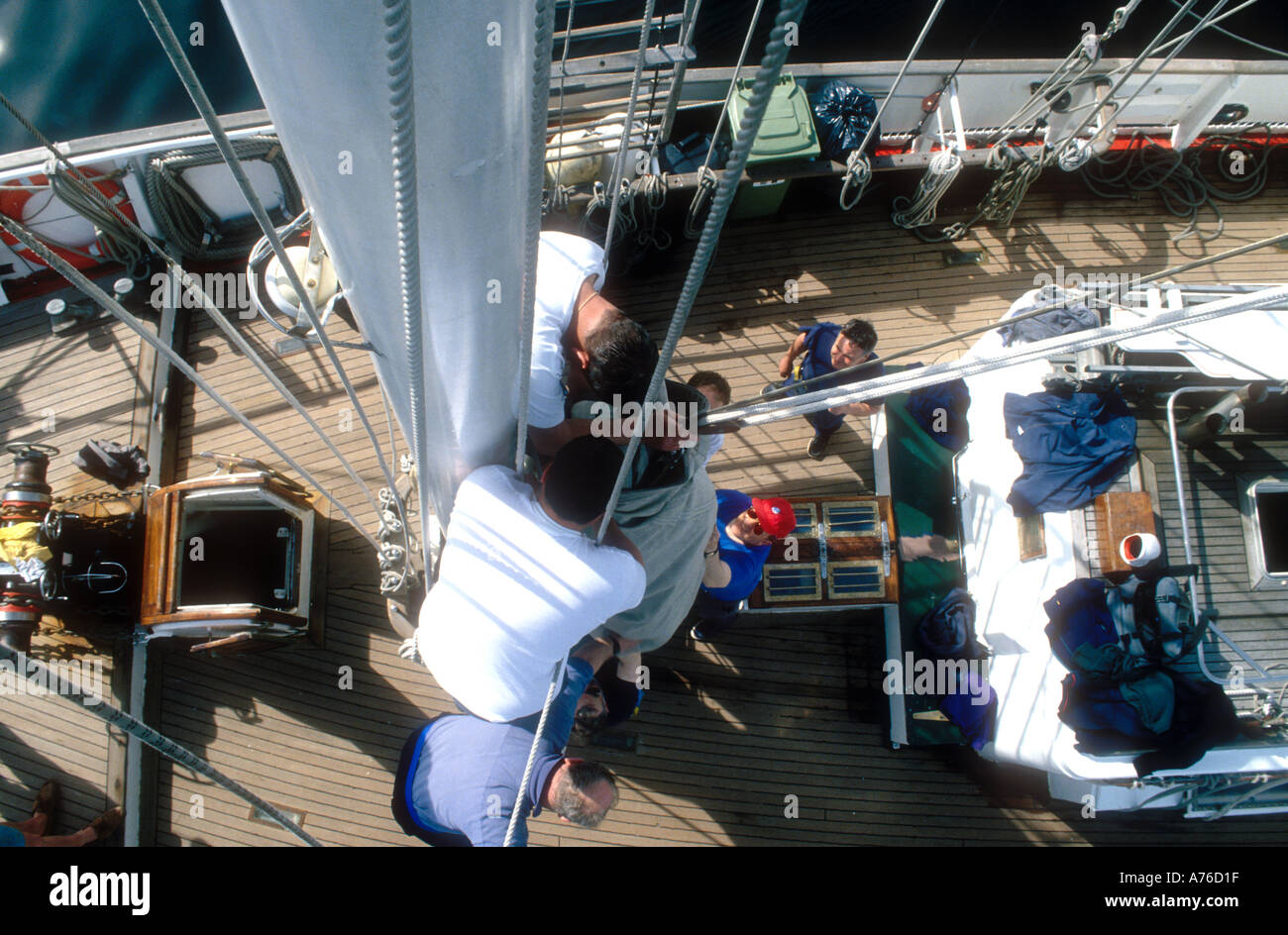View from the foremast top on the 1971 sail training ship the brig ...