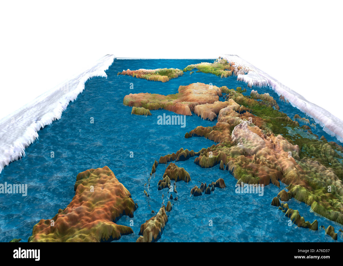 view of flat earth with real relief Stock Photo - Alamy