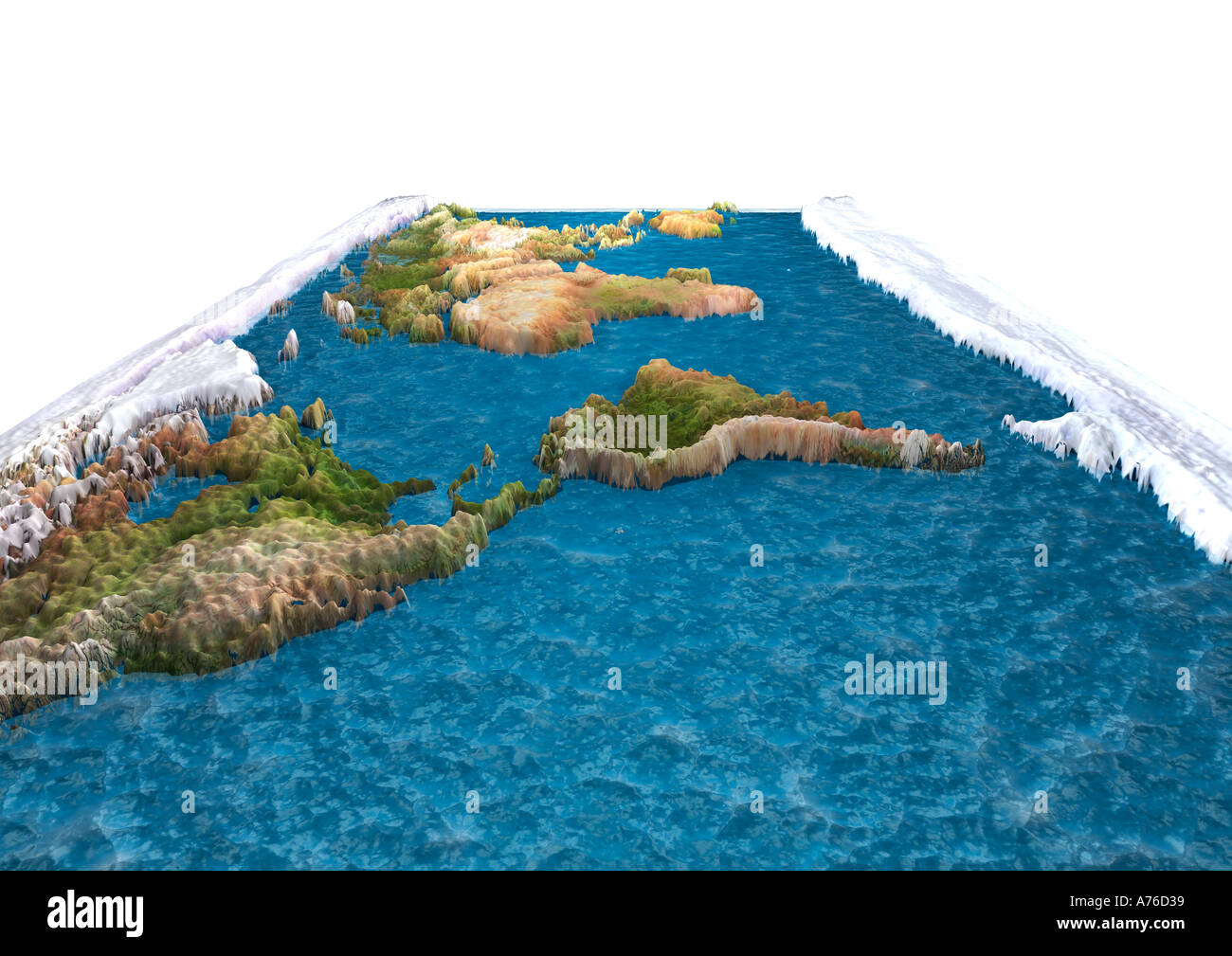 view of flat earth with real relief Stock Photo - Alamy