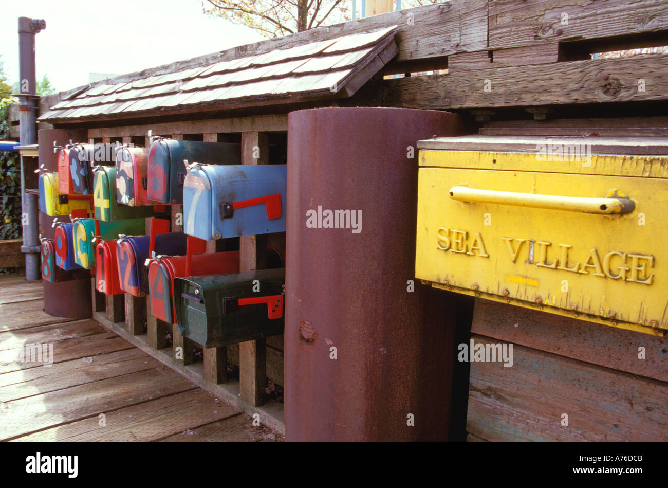 Colorful row mailboxes hi-res stock photography and images - Alamy