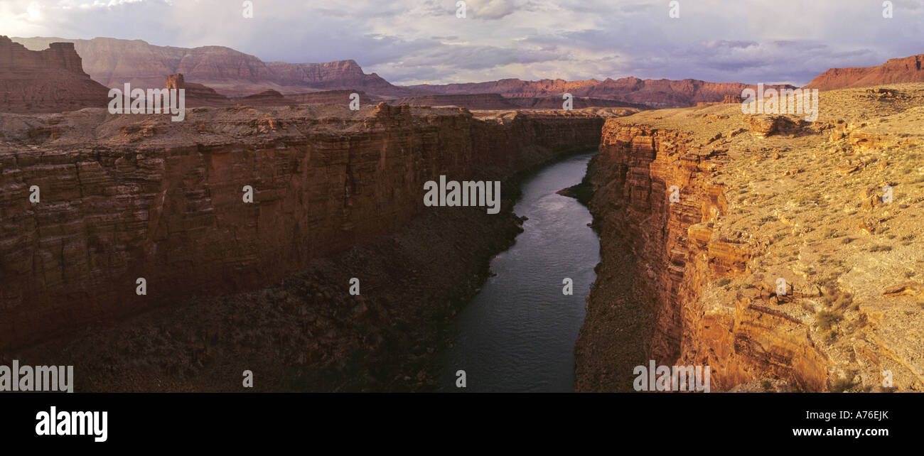 Marble Canyon River and Valley in Utah at sunset. Late afternoon cools ...