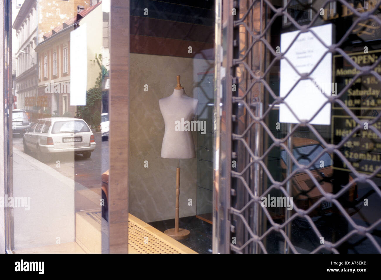 Budapest: Dressmaker’s Dummy in Shop Window with Reflections of Street ...