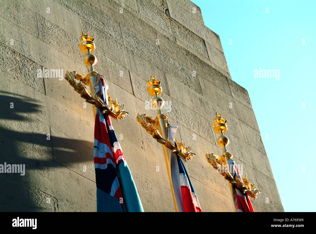 The Cenotaph with military flags on Remembrance Day 2006 in London ...