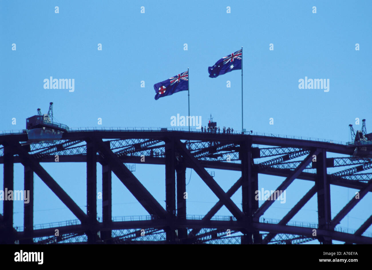 Australia New South Wales Sydney Harbour Bridge Flies the Flags Stock ...