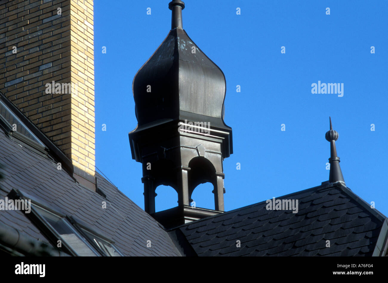 Prague: Roof with Decorative Tower Stock Photo - Alamy