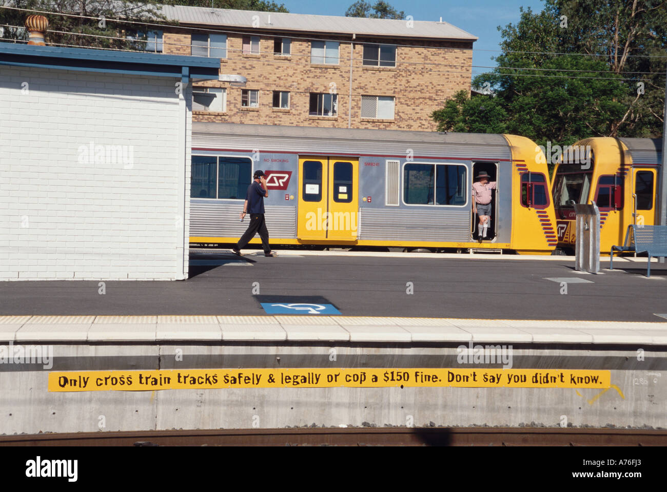 Australian Railway Passenger Warning Sign Stock Photo - Alamy