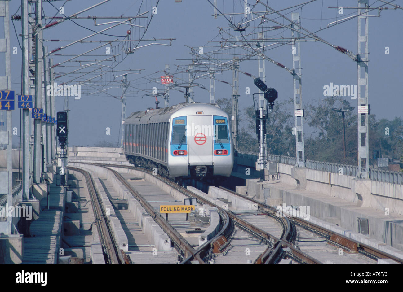 India Delhi Metro on Track Stock Photo - Alamy
