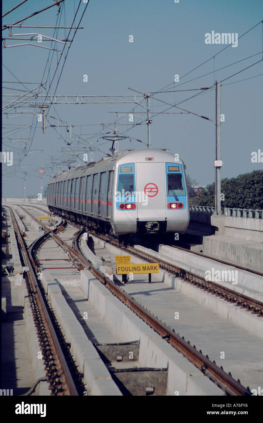 India Delhi Metro on Track Stock Photo - Alamy