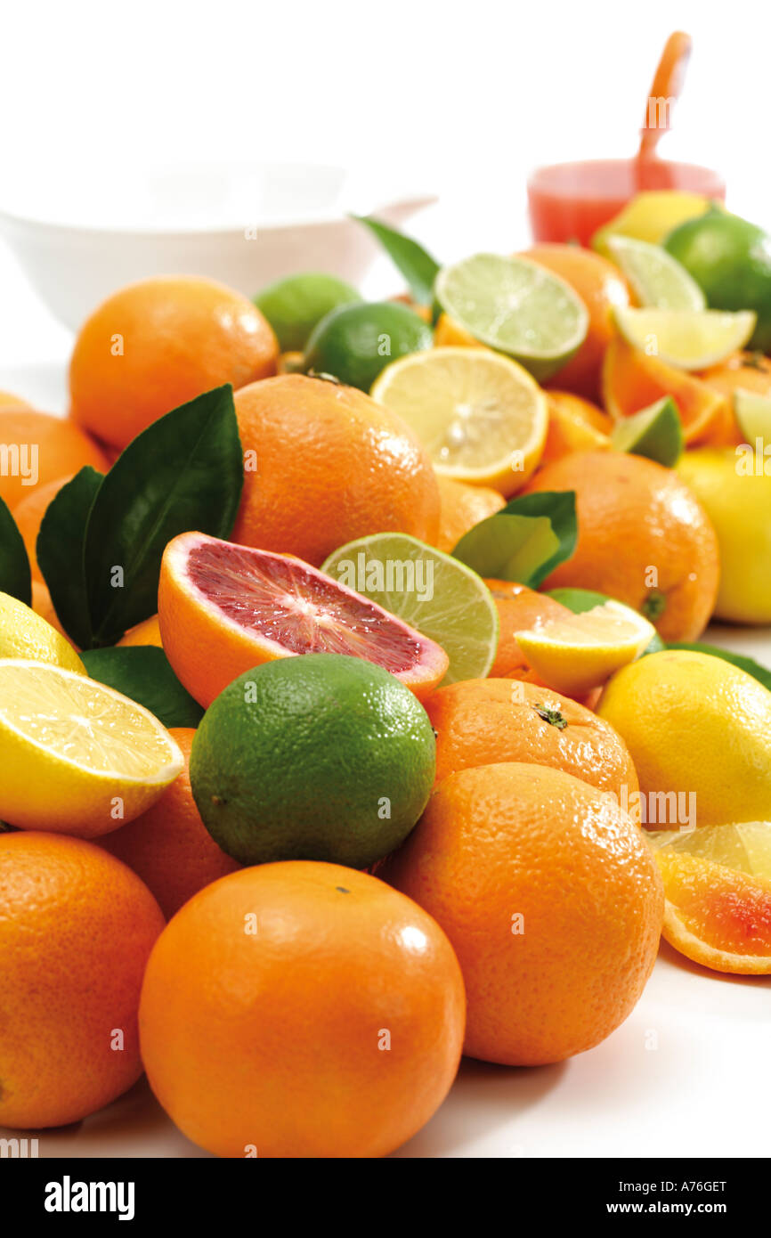 Various citrus fruits, close-up Stock Photo - Alamy