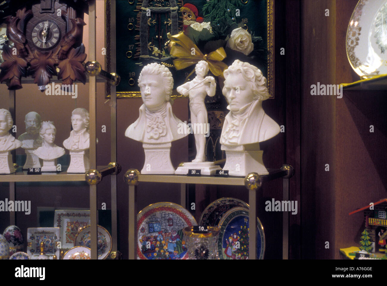 Mozart Bust in Shop Window, Vienna Stock Photo - Alamy