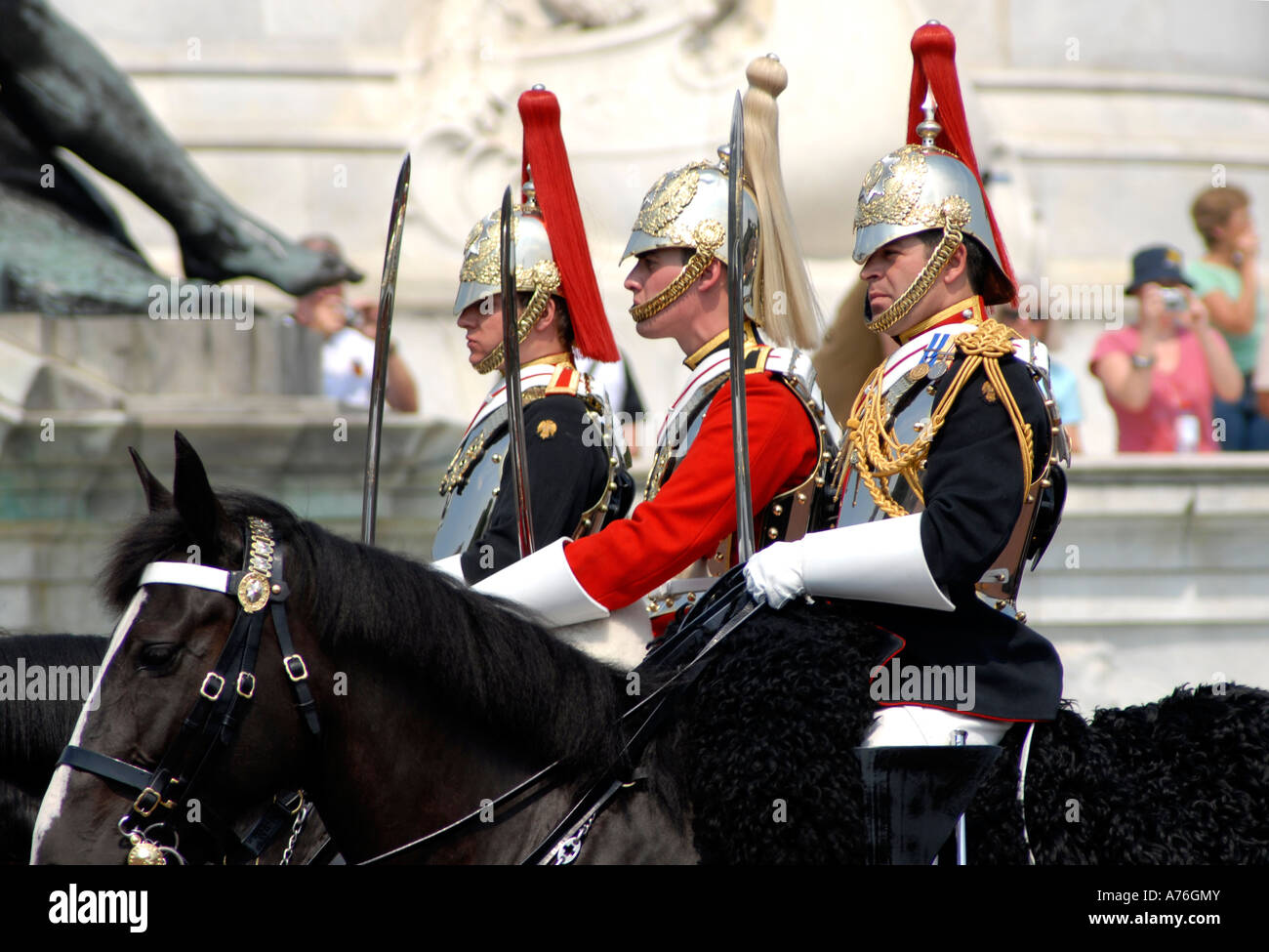 Mounted guardsmen during the ceremony of Changing the Guard at ...