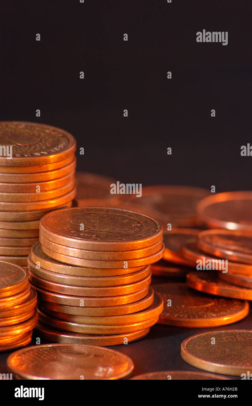 Copper Euro coins Stock Photo - Alamy