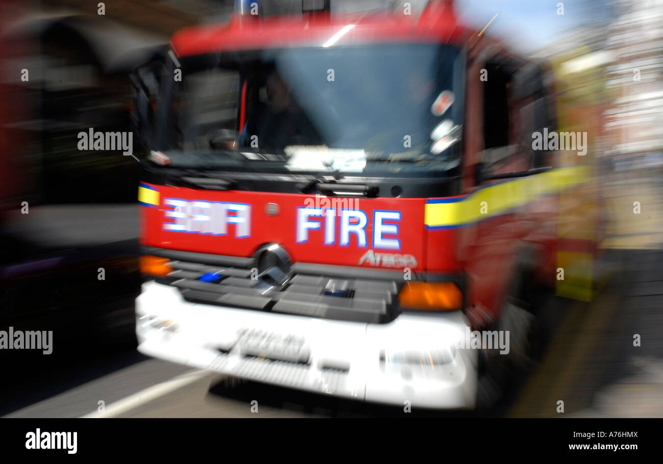 Fire engine at speed abstracted image in Hampstead London Stock Photo ...