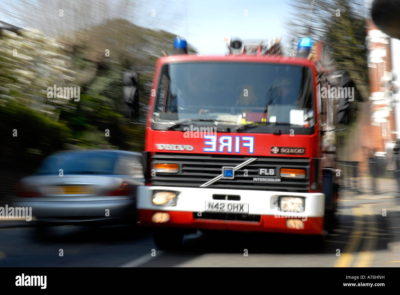 Fire engine at speed abstracted image in Hampstead London Stock Photo ...