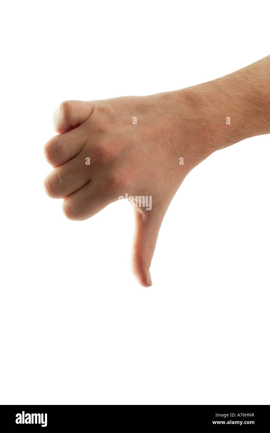 Hand giving thumbs down, close-up Stock Photo - Alamy