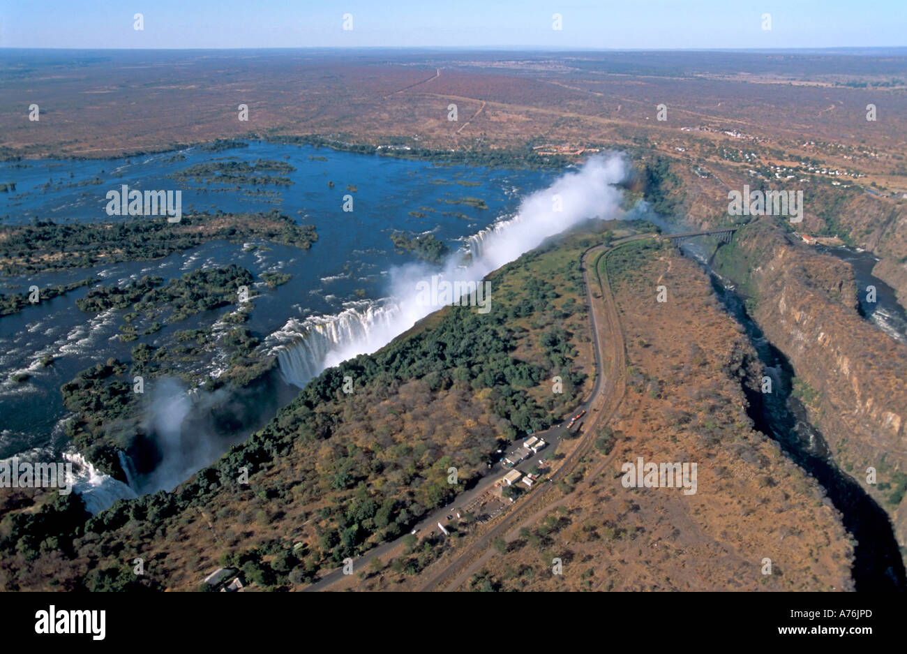 An aerial view of Victoria Falls taken from a microlite Stock Photo - Alamy