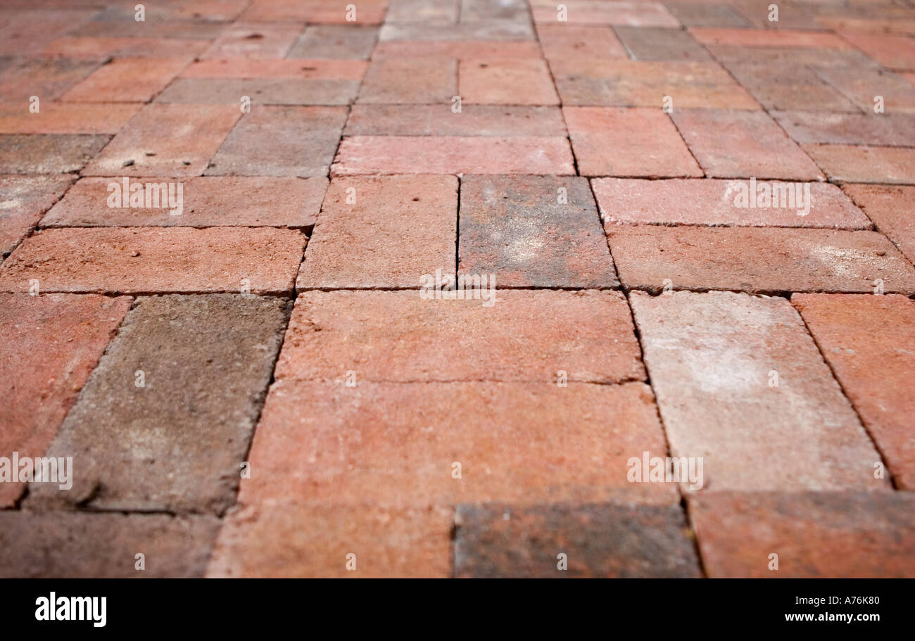 An area of rectangular tesselated terracotta blocks Stock Photo - Alamy