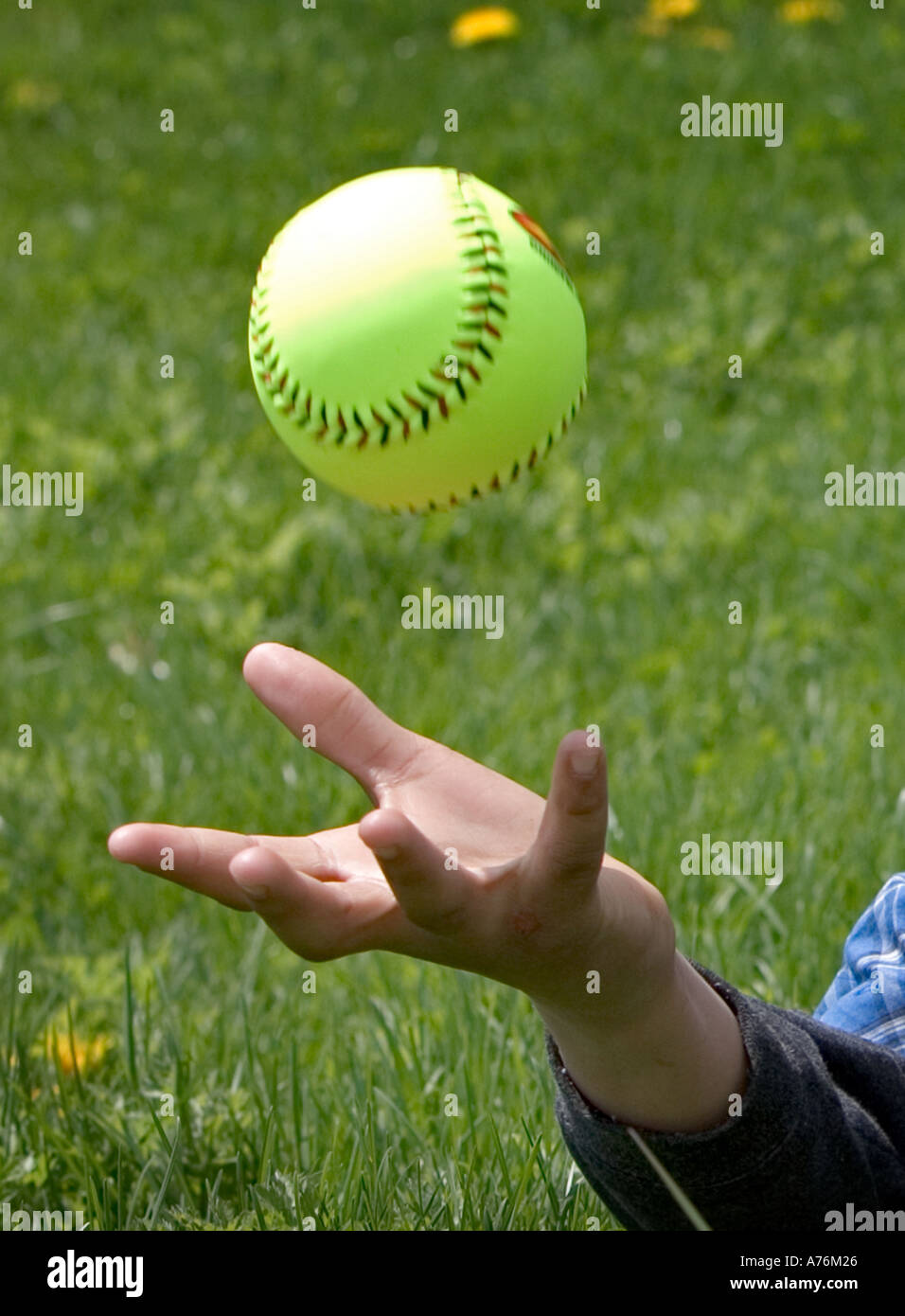 Boy tossing a ball into the air Stock Photo - Alamy