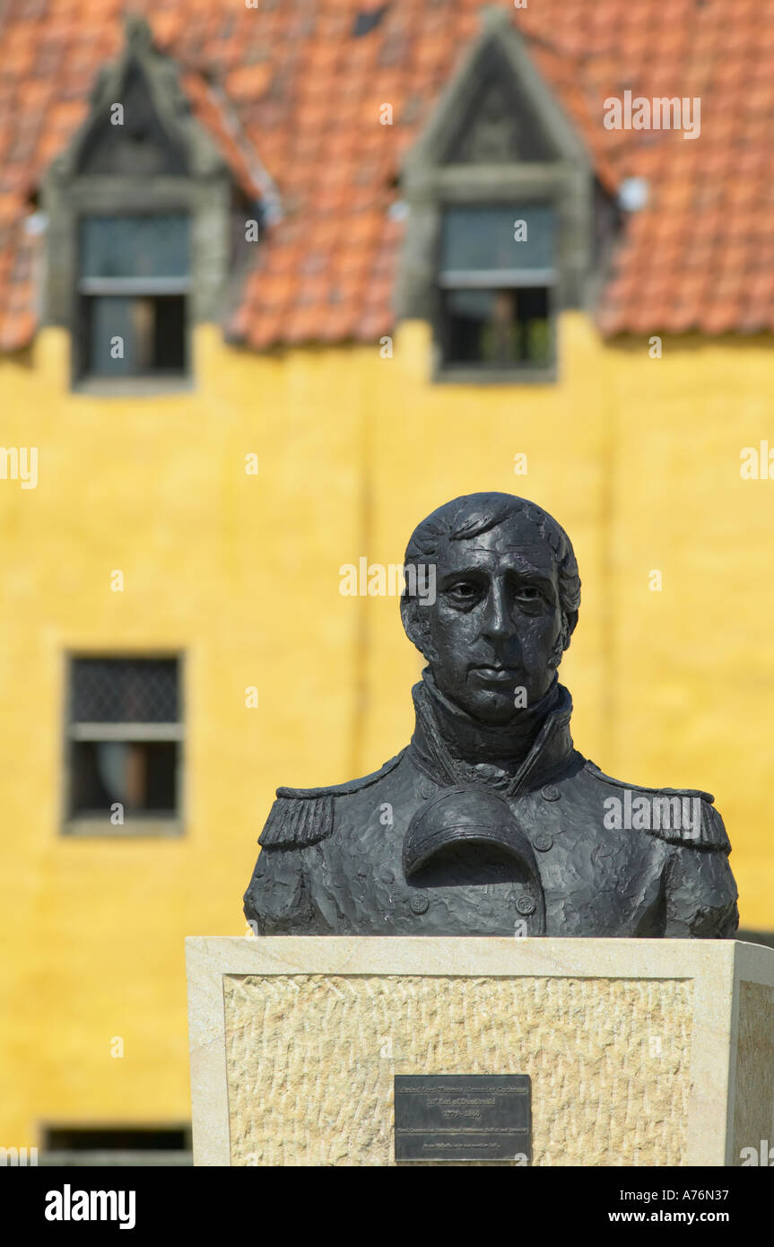 Scotland, Fife, Culross, the Sandhaven. A bust of Thomas Cochrane Stock ...