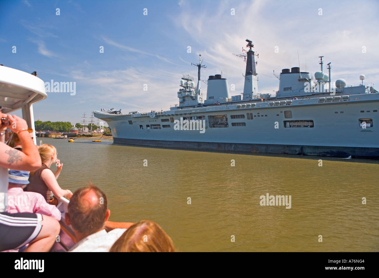 Aircraft Carier HMS Invincible moored on the Thames Stock Photo - Alamy