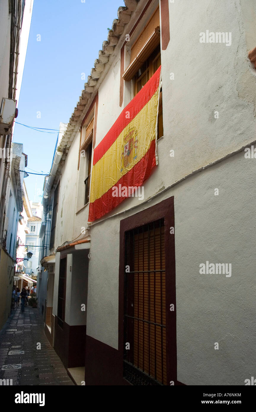 Spanish flag MARBELLA Malaga Province Andalusia Region Spain Stock ...