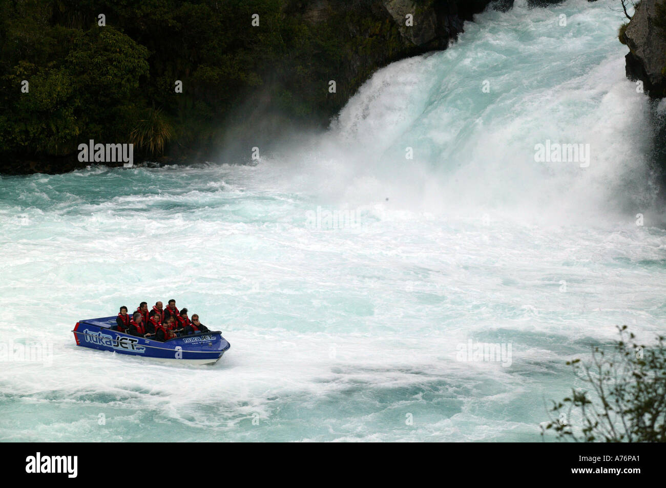Huka Jet Boat at Huka Water Falls New Zealand Stock Photo - Alamy