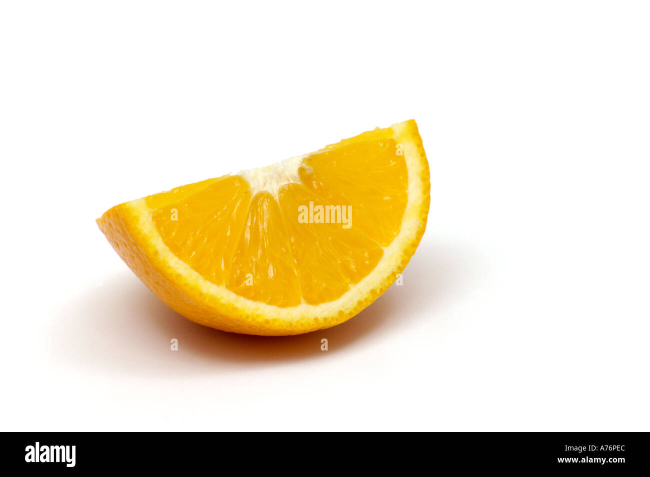 Wedge Slice of orange fruit on white background Stock Photo - Alamy