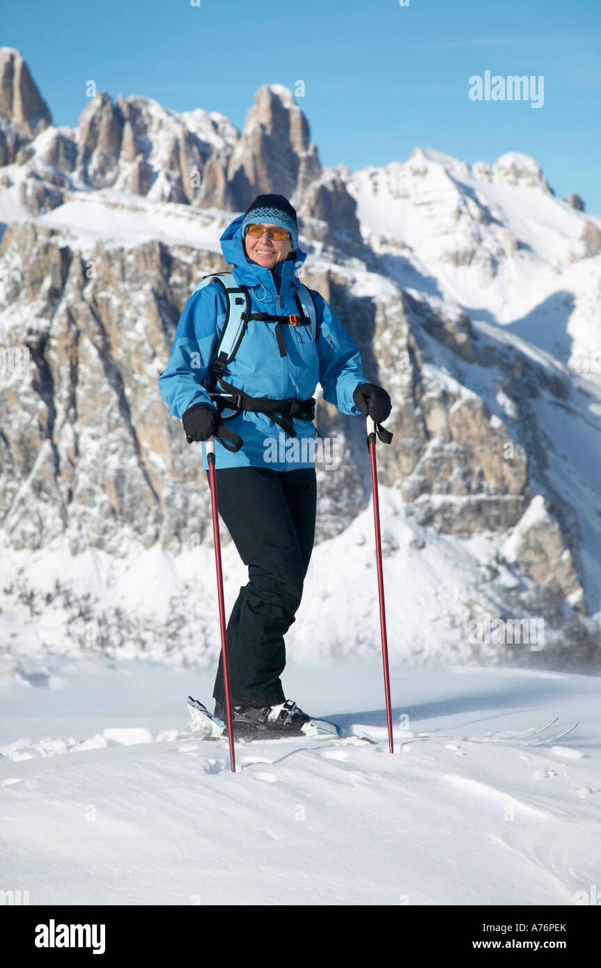 Italy, Dolomite alps, woman skiing Stock Photo - Alamy