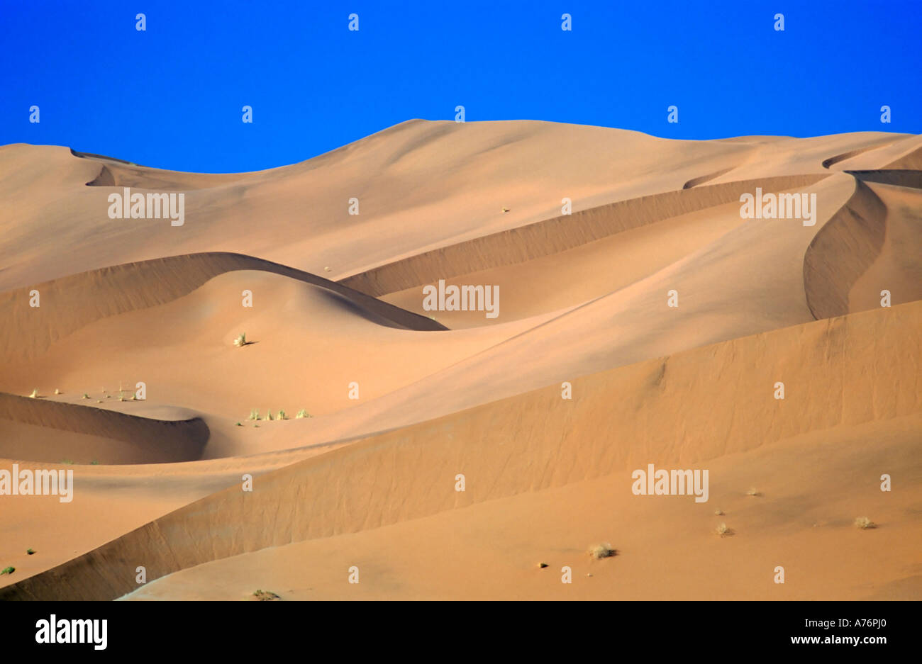 A view of the sweeping vast orange Namibian desert and undulating sand ...