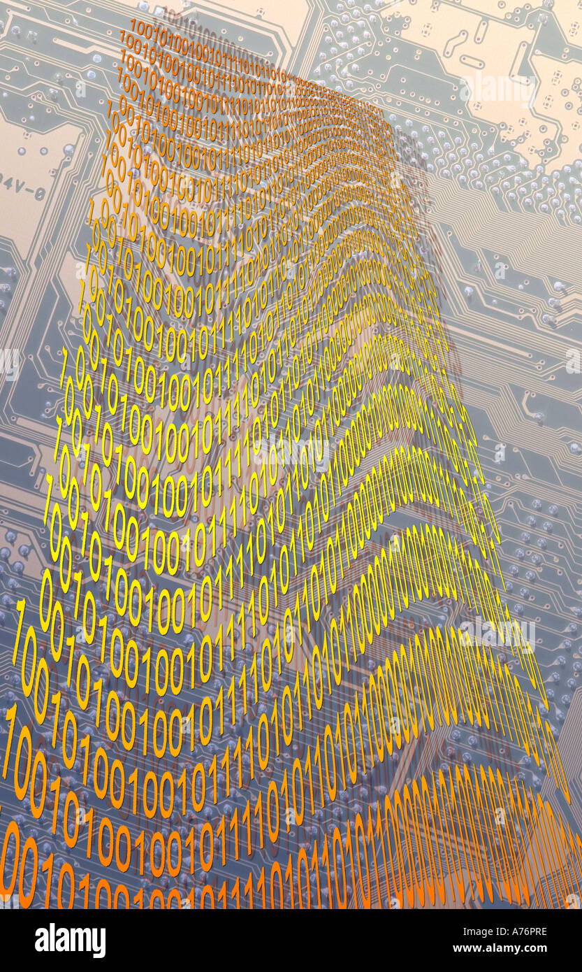 Computer binary numbers over an electronic component printed circuit ...