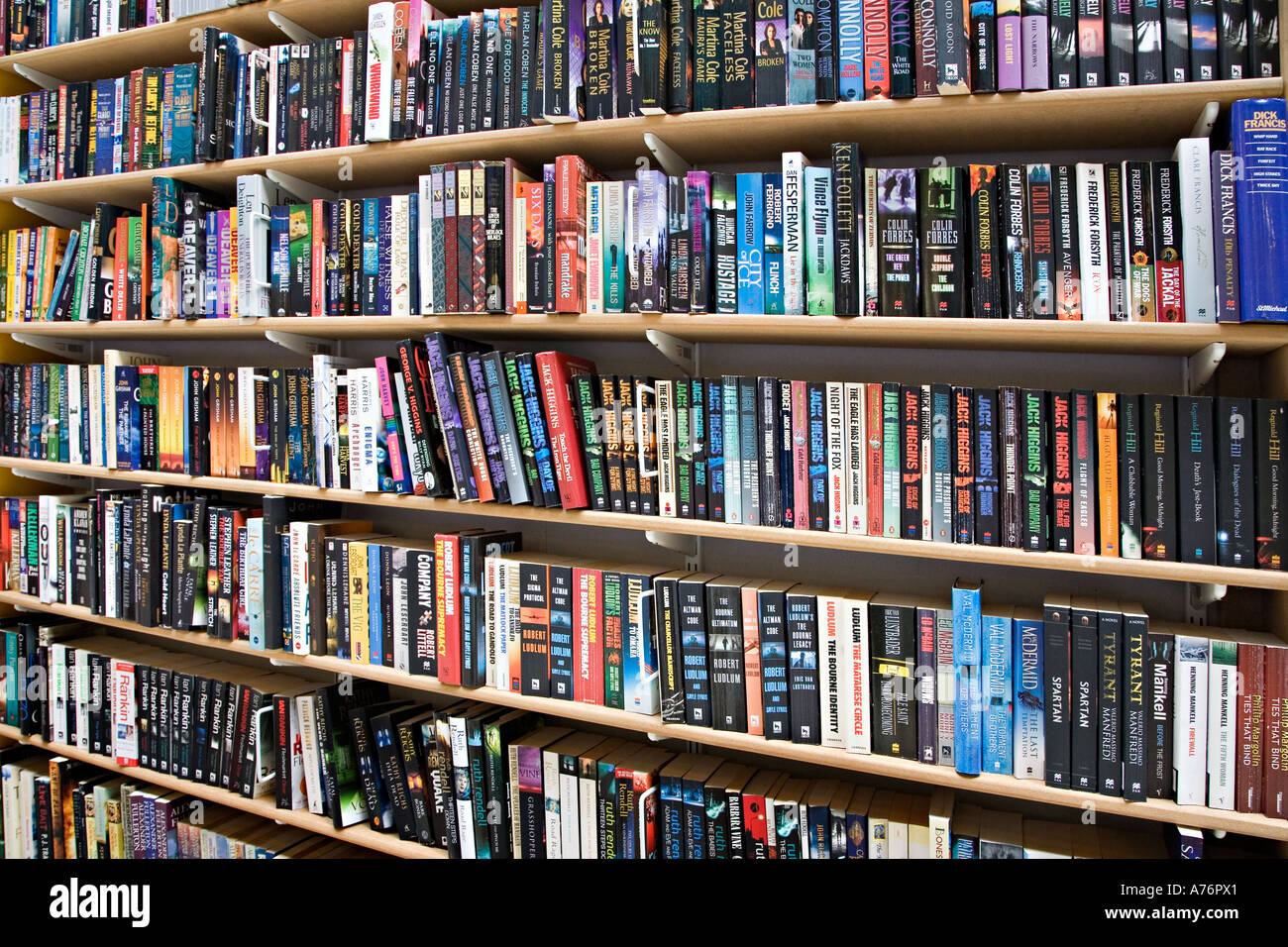 Second hand paperback books for sale on adjustable shelves Wales UK ...