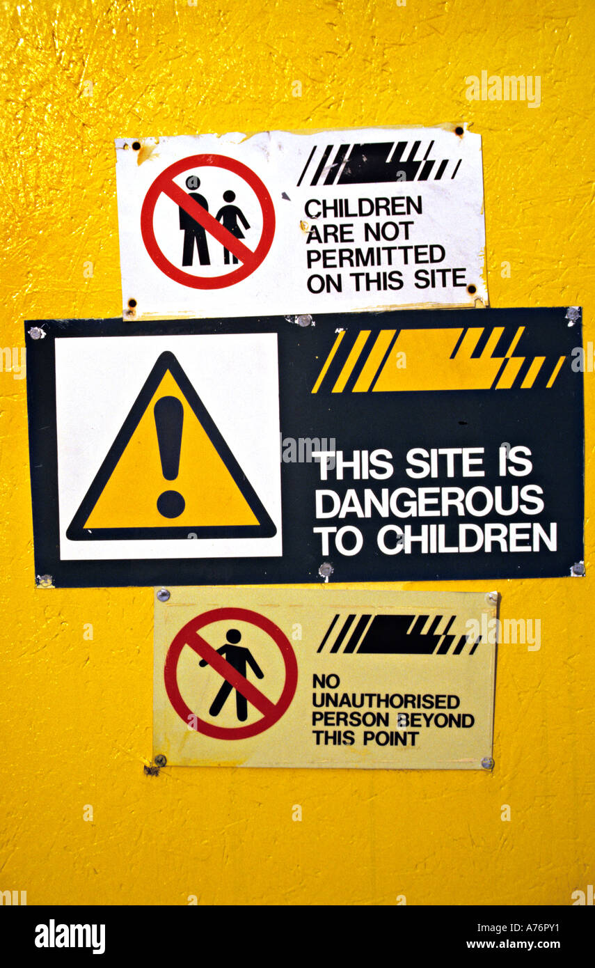 Danger children not permitted warning signs on building site Cardiff ...