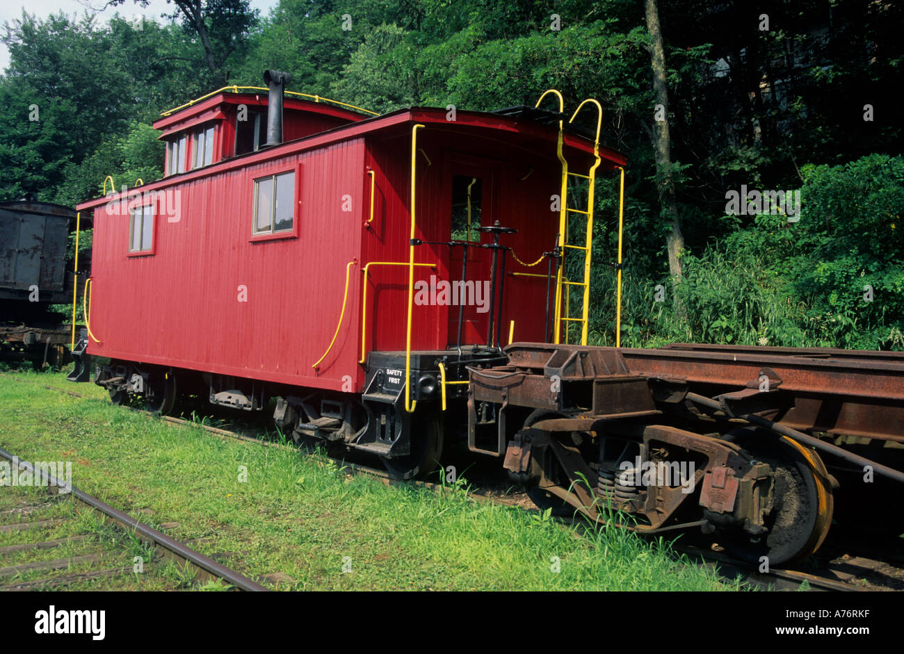 Red caboose at Cass Scenic Railroad state park West Virginia USA Stock ...