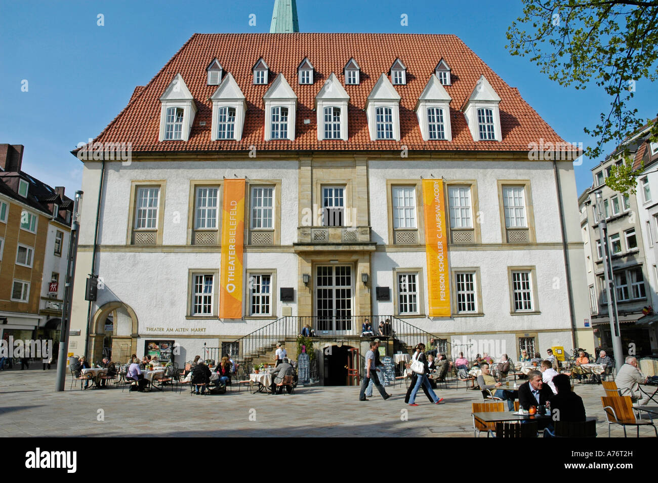 Theater at the old market square, Bielefeld, North Rhine-Westphalia ...