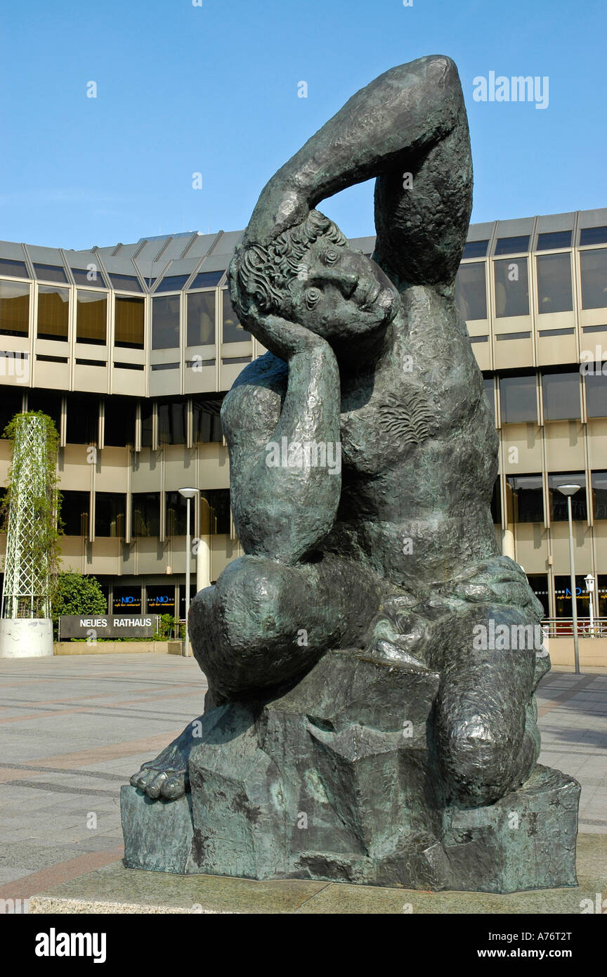 New town hall, sculpture by Sandro Chia, Bielefeld, North Rhine ...