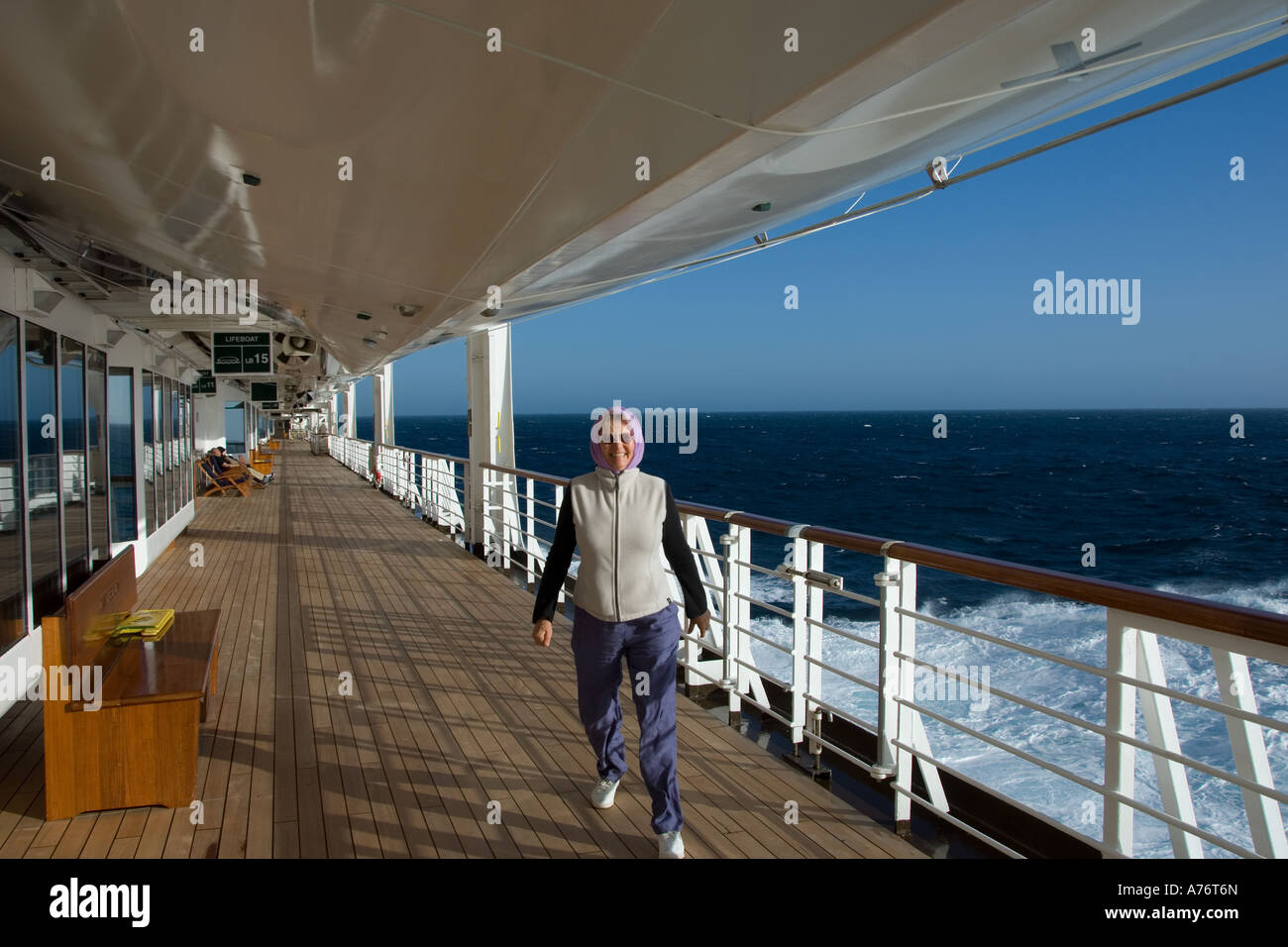 Promenade deck aboard a cruising ship Stock Photo - Alamy