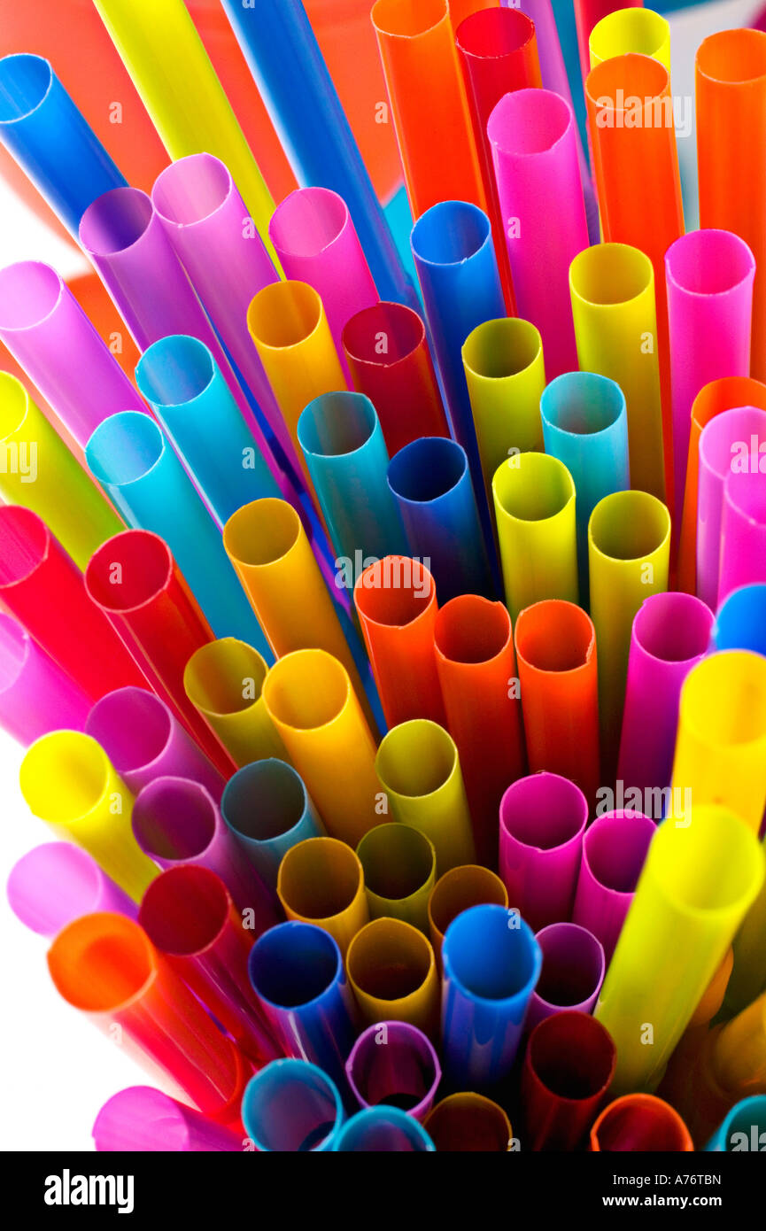 Colorful plastic straws Stock Photo - Alamy