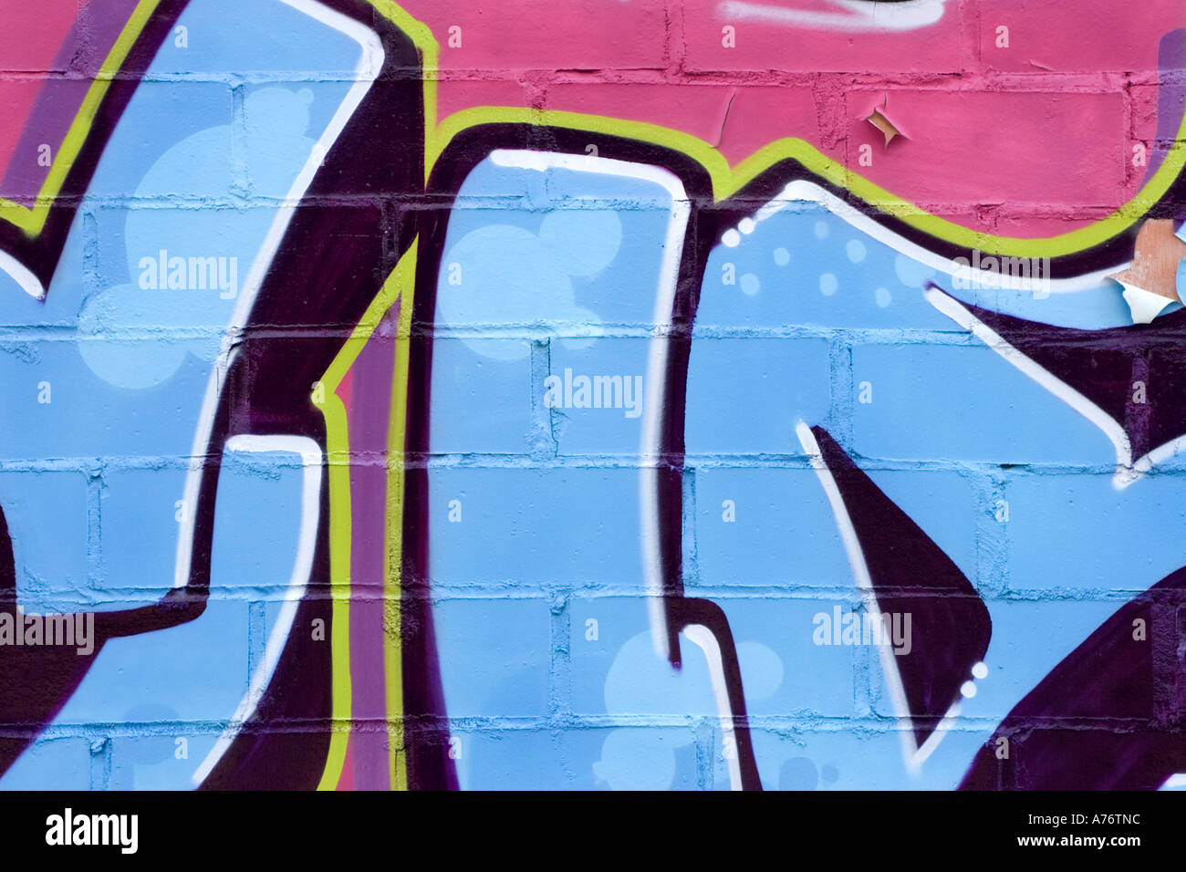 Wall painting bold blue purple pink inner city graffiti street art ...