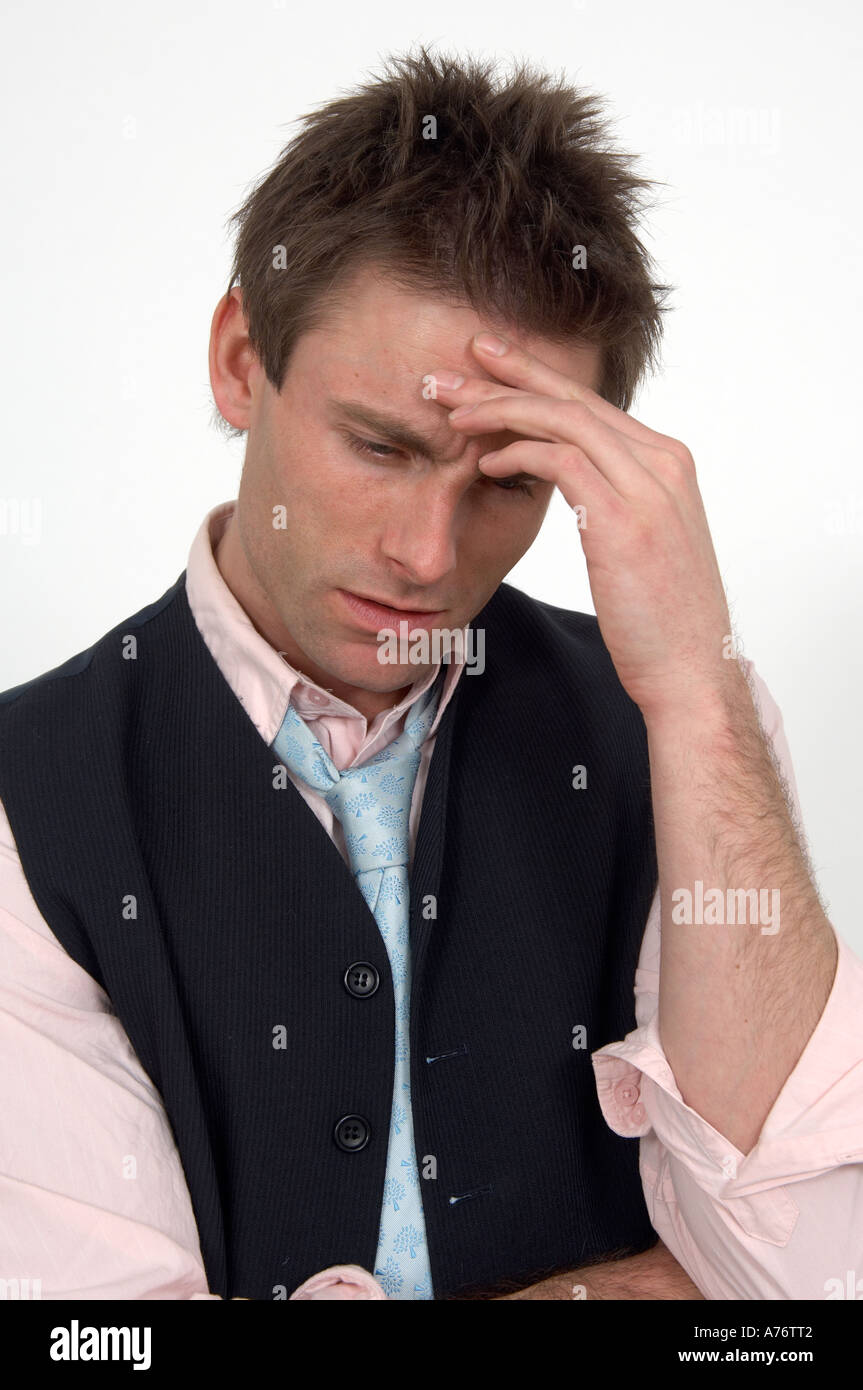 office worker deep in thought stressed businessman, executive Stock ...
