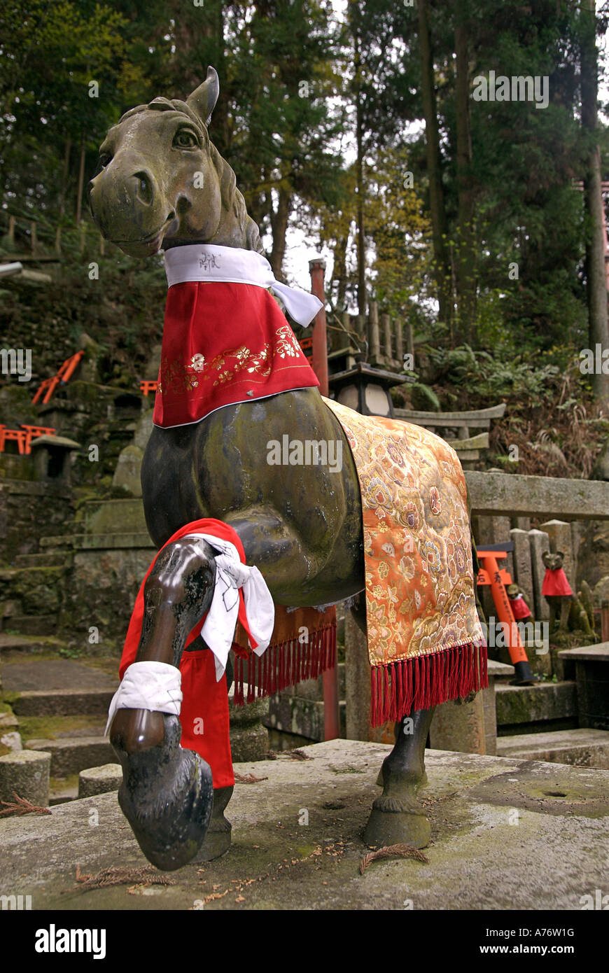 Statue of a horse at Fushimi Inari shrine Kyoto Japan Stock Photo - Alamy