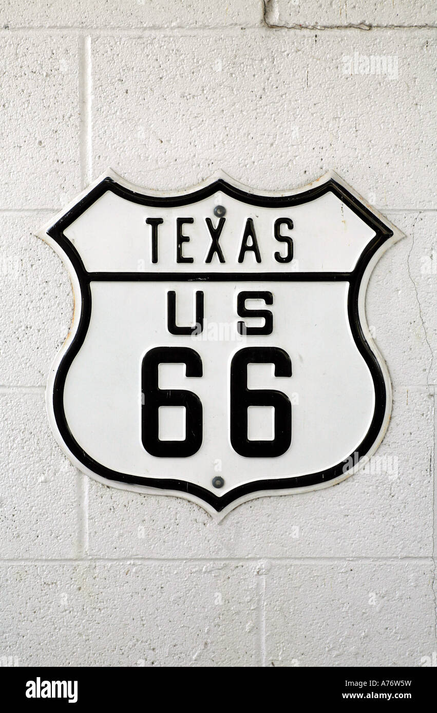 Sign of historic Route 66 through Texas, USA Stock Photo - Alamy