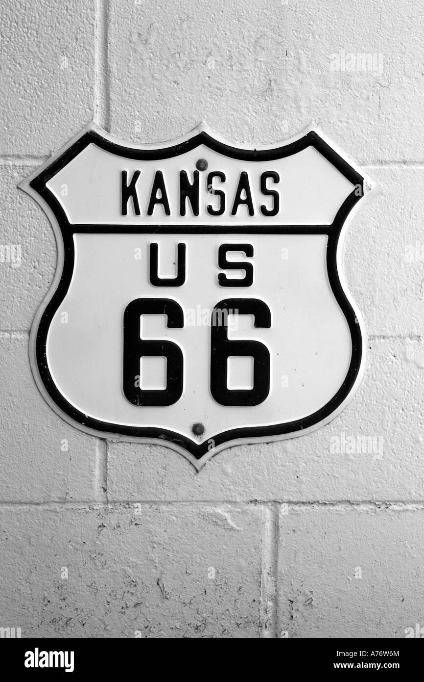 Sign of historic Route 66 through Kansas, USA Stock Photo - Alamy